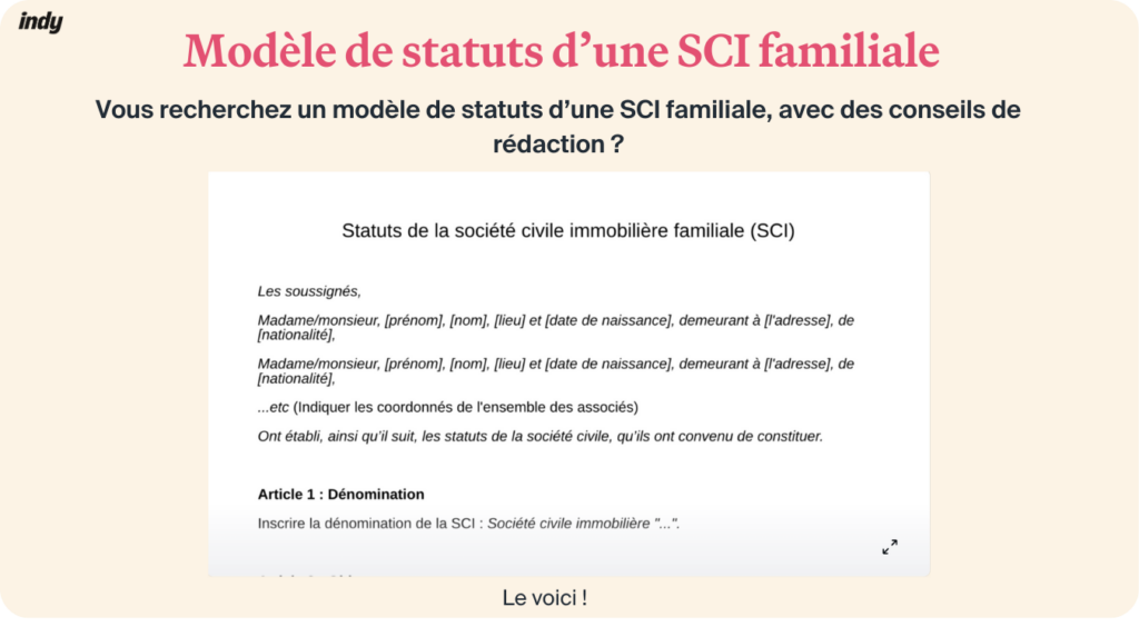 Statuts d'une SCI familiale : exemple et modèle gratuit