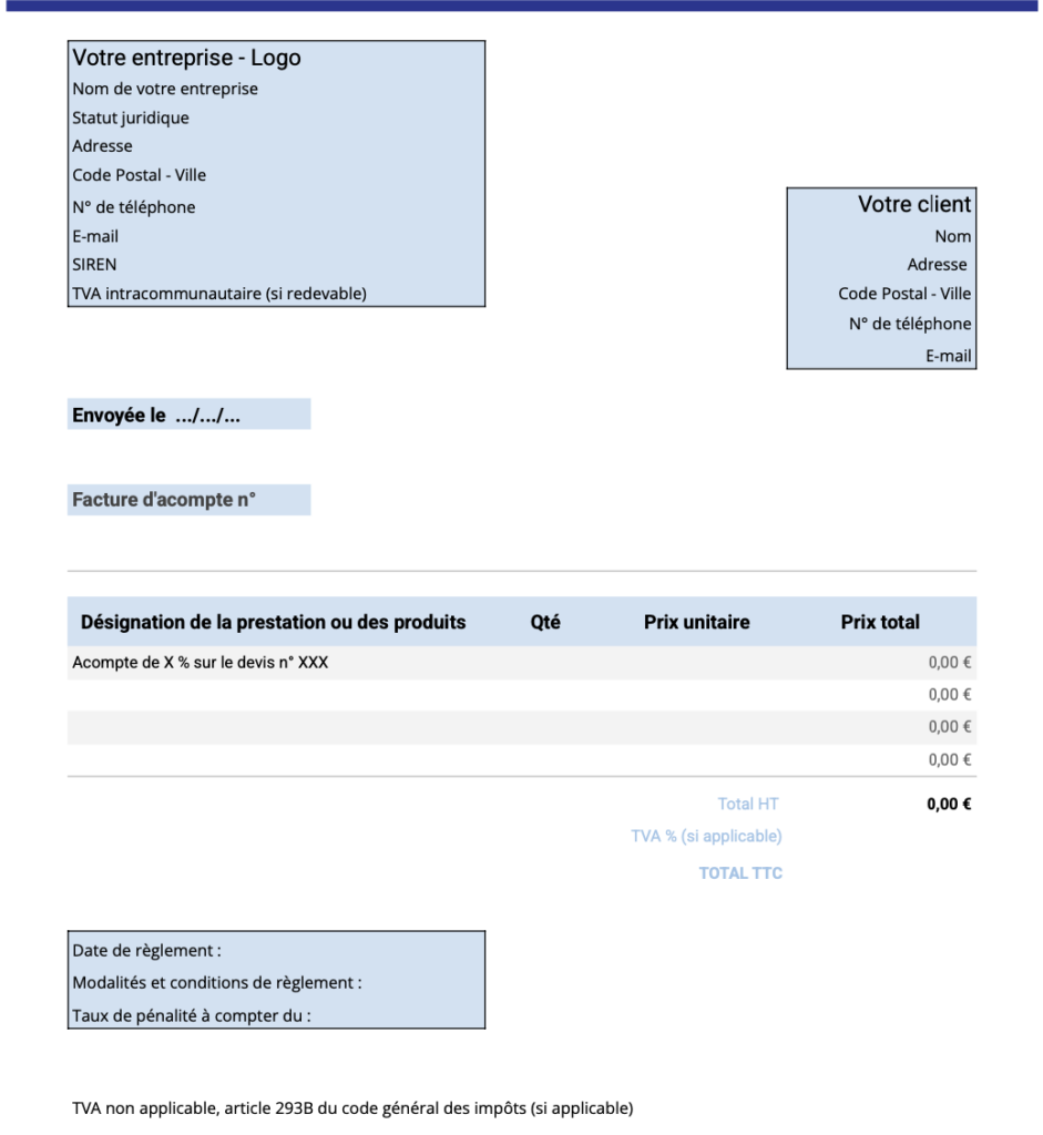 Facture d'acompte : nos exemples à télécharger